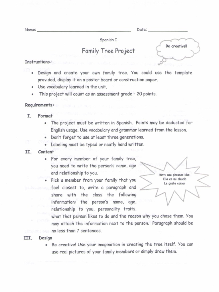 Family Tree In Spanish Labeled