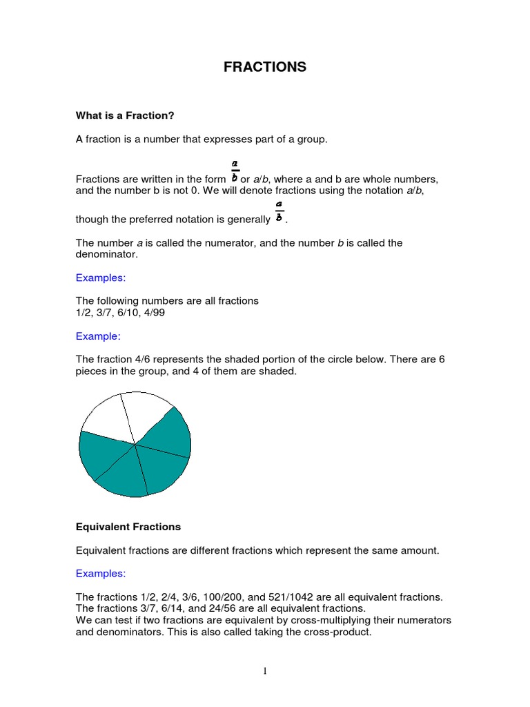 Fractions | PDF | Fraction (Mathematics) | Numbers