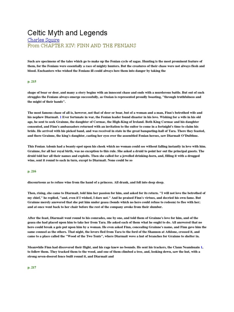 Celtic Myth - The Pursuit of Diarmuid and Grainne | PDF | Medieval ...