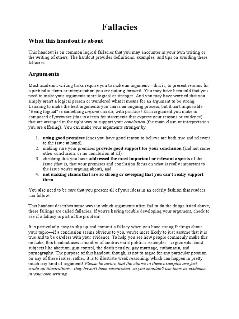 Fallacies | PDF | Fallacy | Argument