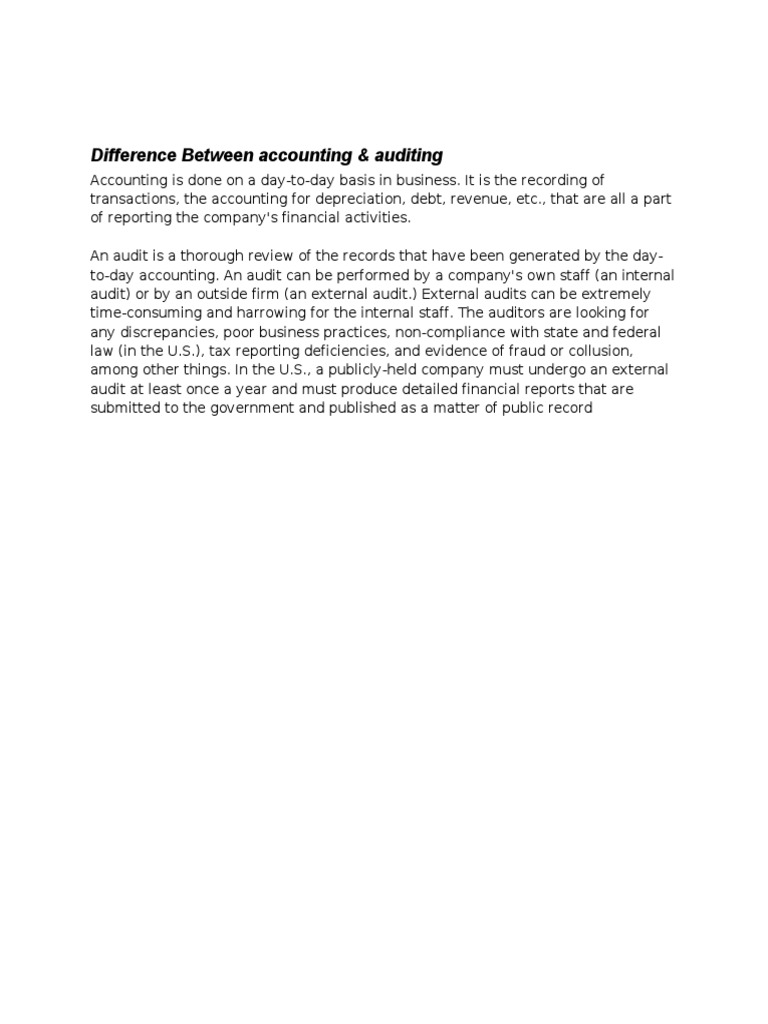 Accounting vs Auditing Explained | PDF | Finance & Money Management | Law