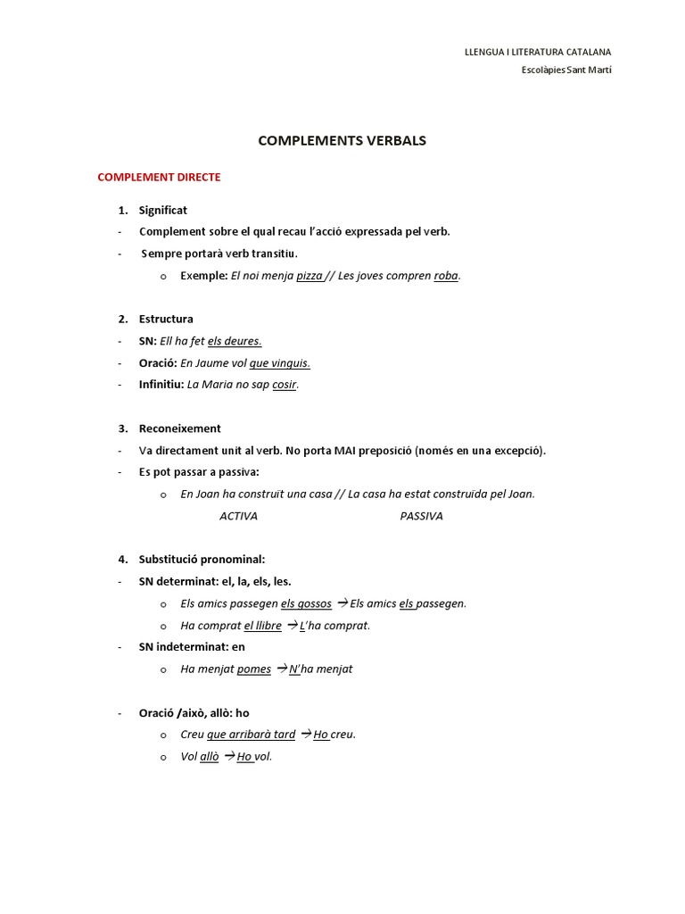 Complements Verbals | PDF