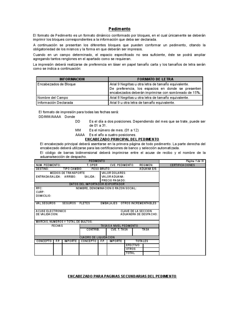 Formato y Estructura del Pedimento | PDF | Negocios