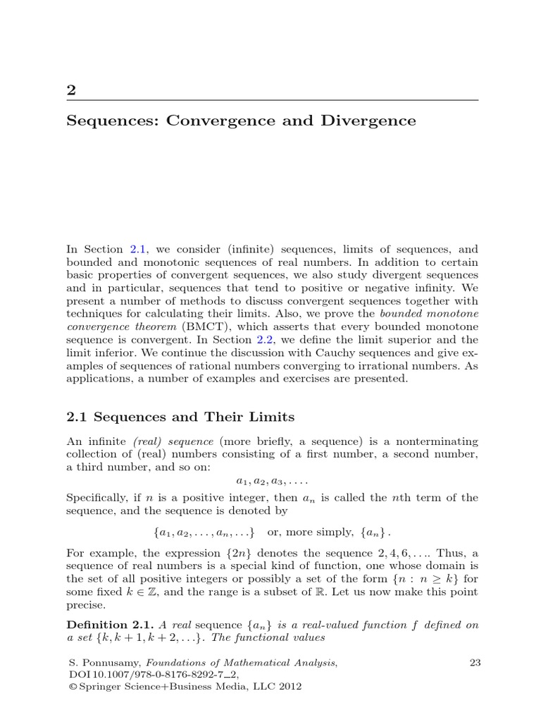 Sequences: Convergence and Divergence PDF | PDF | Sequence | Monotonic ...