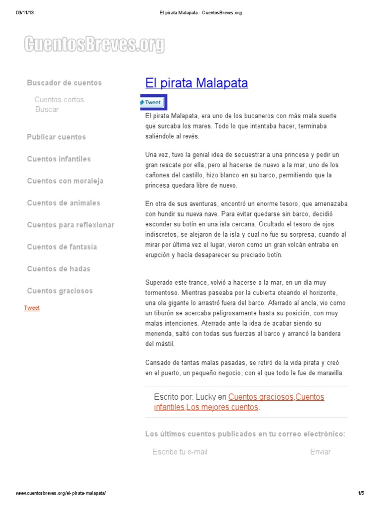 El Pirata Malapata - CuentosBreves | PDF | Delitos contra la propiedad ...