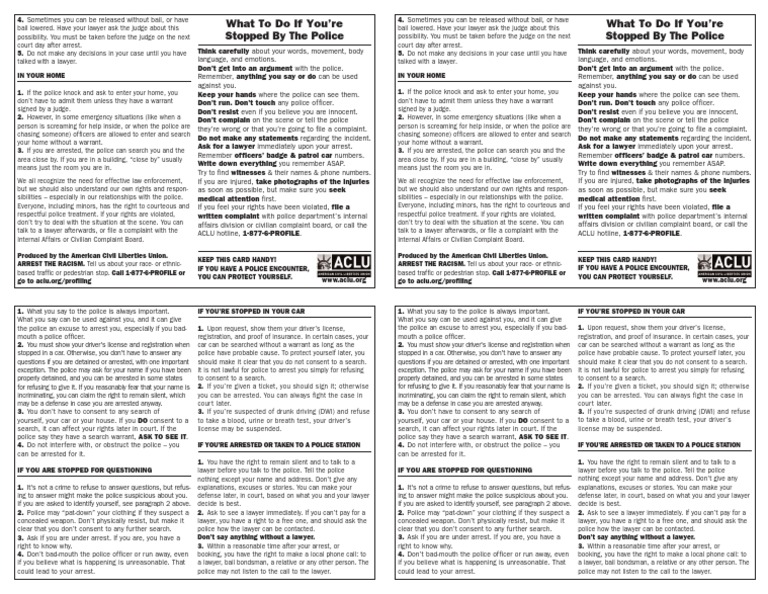 ACLU Bust Card | PDF | Arrest | Right To Silence
