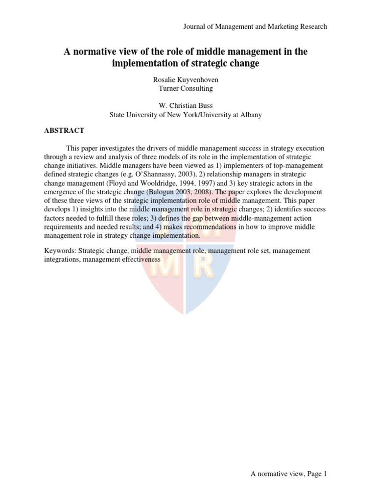 The Role of Middle Management | PDF | Strategic Management | Top Down ...