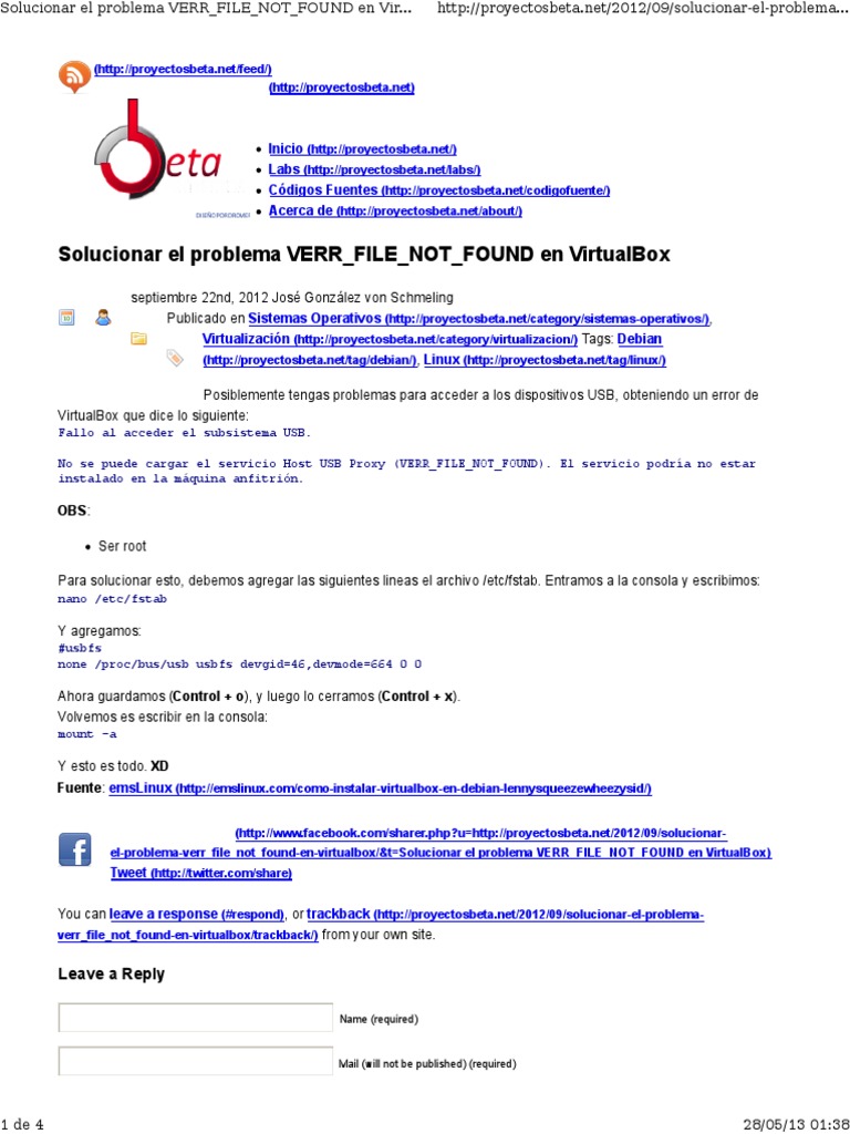 Solucionar El Problema VERR - FILE - NOT - FOUND en VirtualBox PDF ...