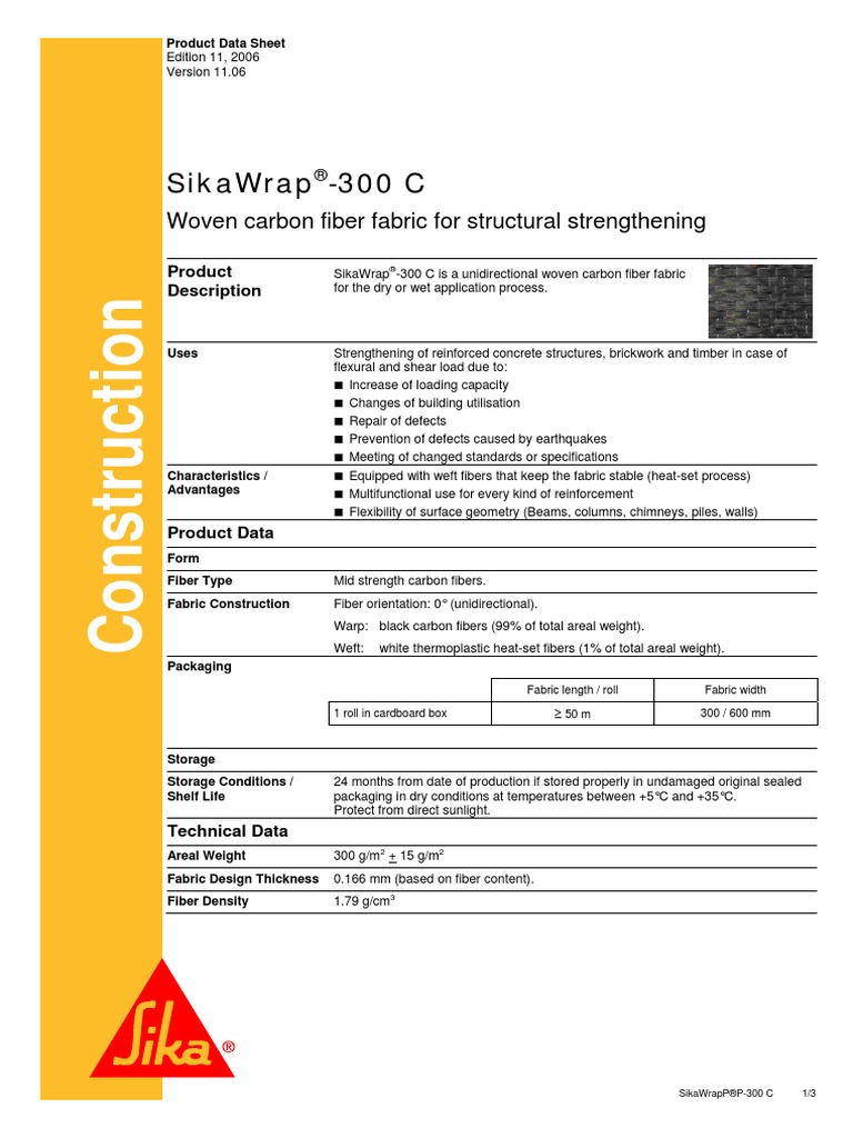 Sika Wrap 300C | Lamination | Young's Modulus