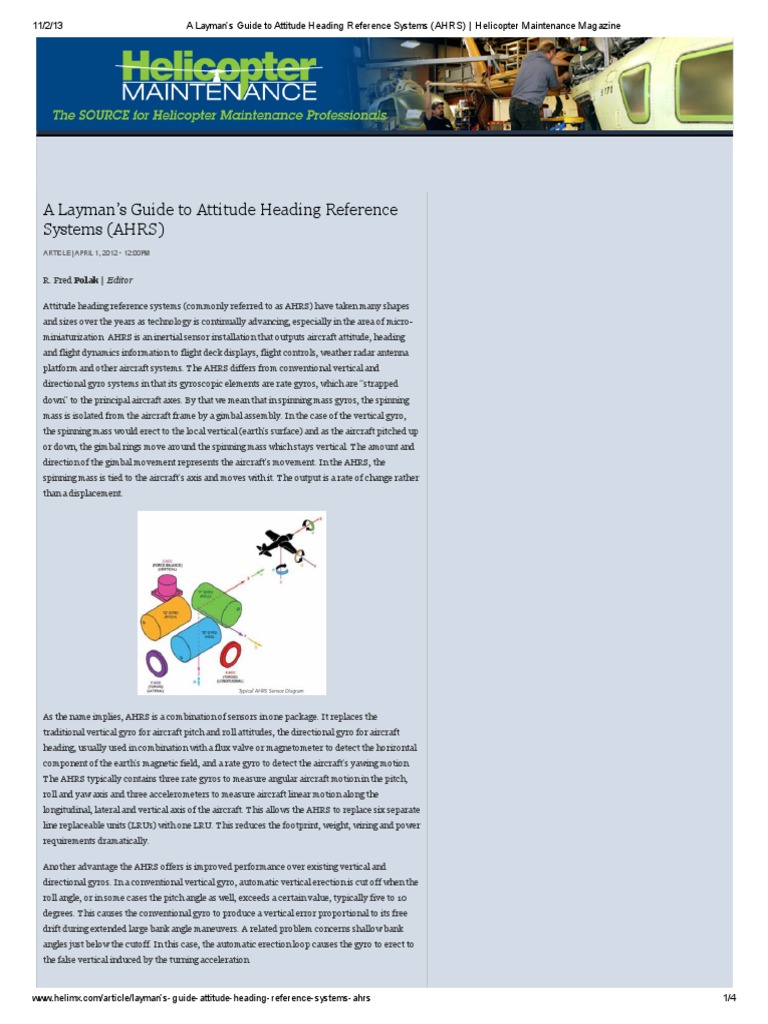 A Layman's Guide To Attitude Heading Reference Systems (AHRS) - Helicopter Maintenance Magazine ...