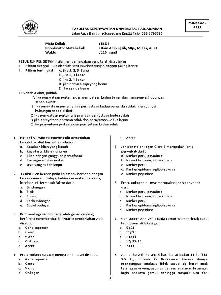 Kumpulan Soal-Soal Basic Science in Nursing 1 Sesi 2 | PDF