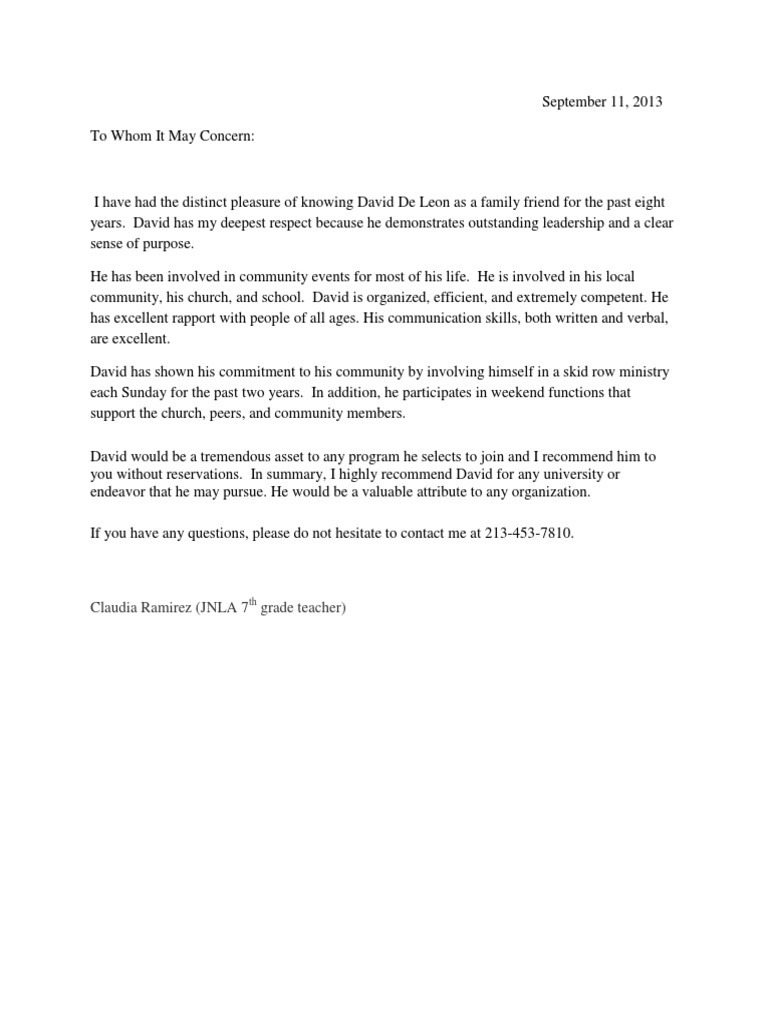 Letter of Rec Claudia2 | PDF | Wellness