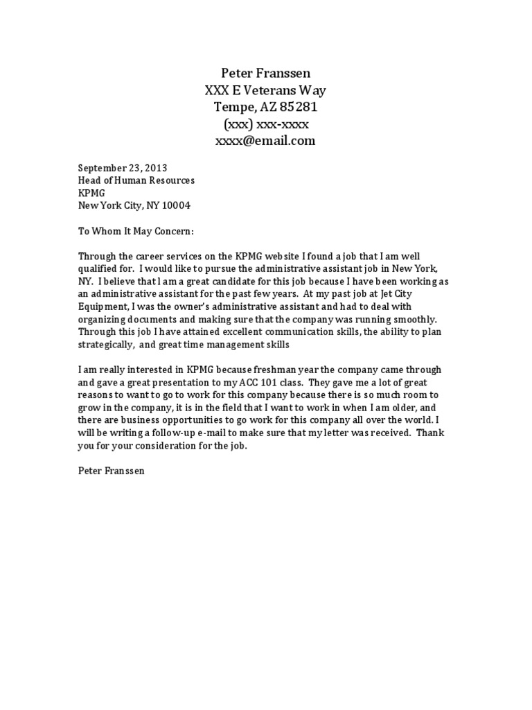 Peter Franssen - Cover Letter | PDF | Career & Growth
