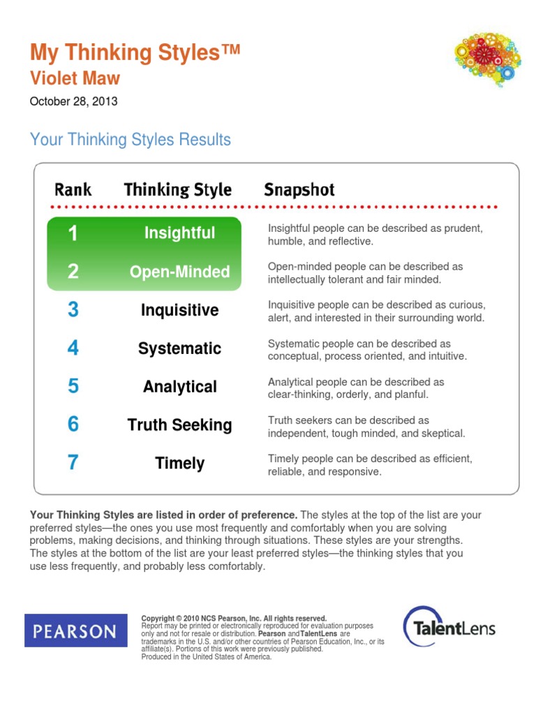 My Thinking Styles | PDF