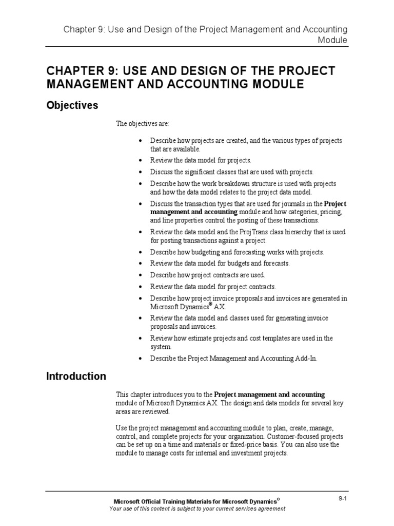 Chapter 9: Use and Design of The Project Management and Accounting ...