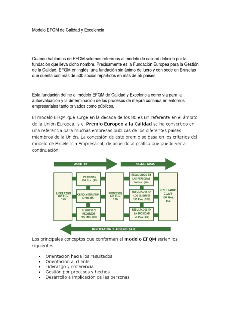 Modelo EFQM de Calidad y Excelencia | Calidad | Industrias | Prueba ...