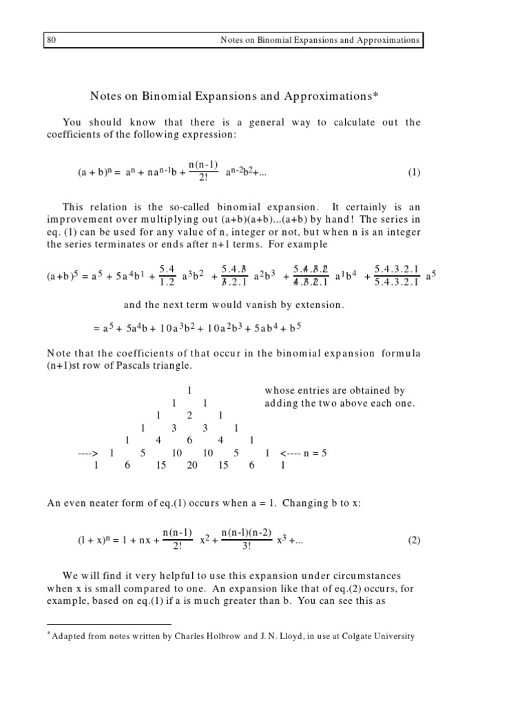 Binomial Expansions | Download Free PDF | Approximation | Mathematical ...