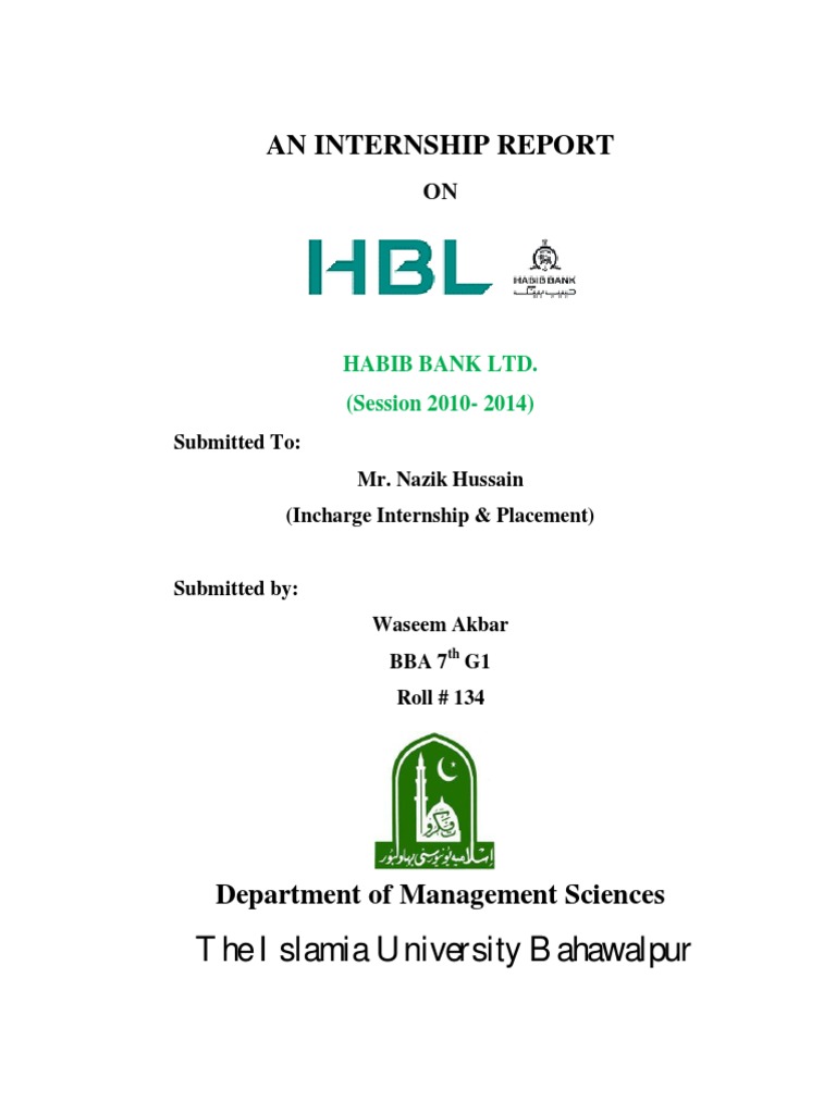 Report On HBL PDF | PDF | Cheque | Clearing (Finance)