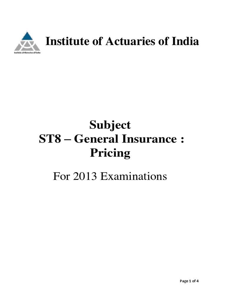 General Insurance Pricing Methods Overview | PDF | Reinsurance | Insurance