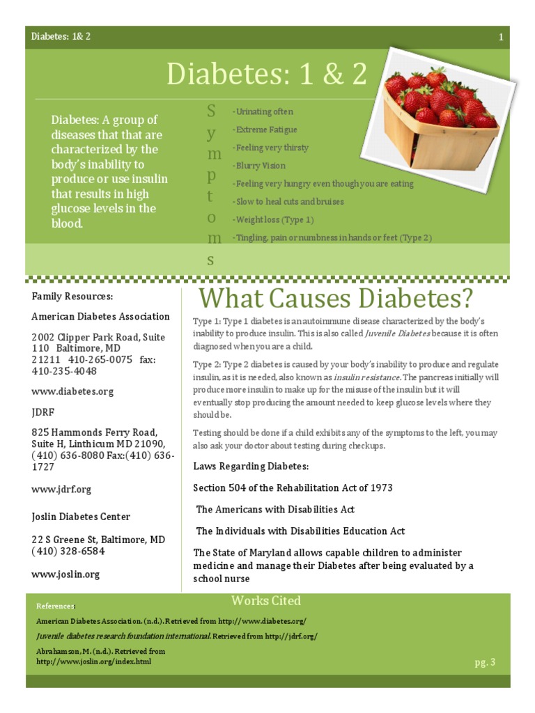 Diabetes 1 & 2 Fact Sheet | PDF | Diabetes Mellitus Type 1 | Diabetes ...