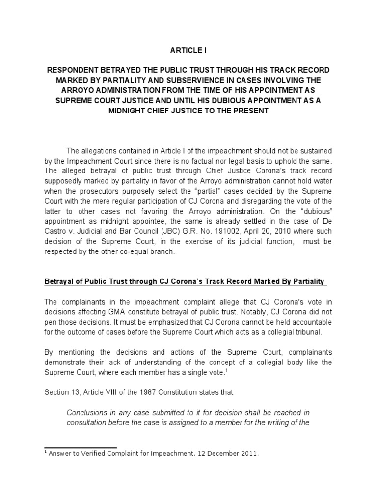 Impeachment Defense | PDF | Impeachment | Supreme Court Of The United ...