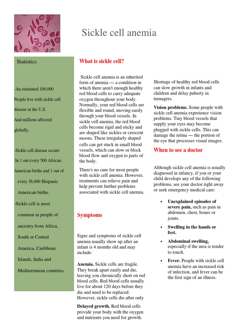 Sickle Cell Anemia: Statistics | PDF | Anemia | Blood Vessel
