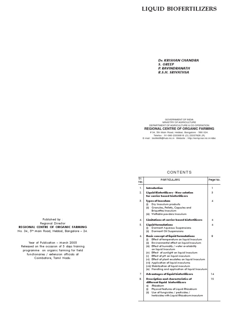 Liquid Biofertilizers | PDF | Soil | Microorganism