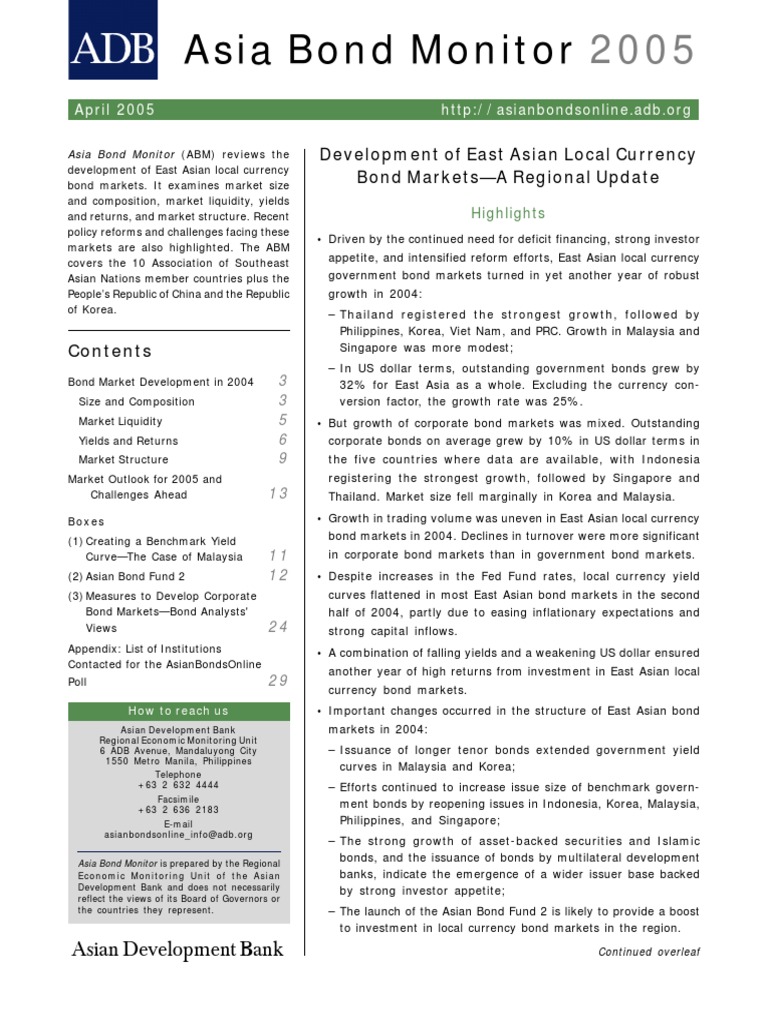 Asia Bond Monitor - April 2005 | PDF | Bonds (Finance) | Bond Market