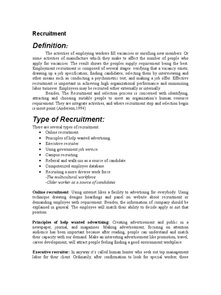 Overview of Recruitment Processes | PDF | Recruitment | Employment
