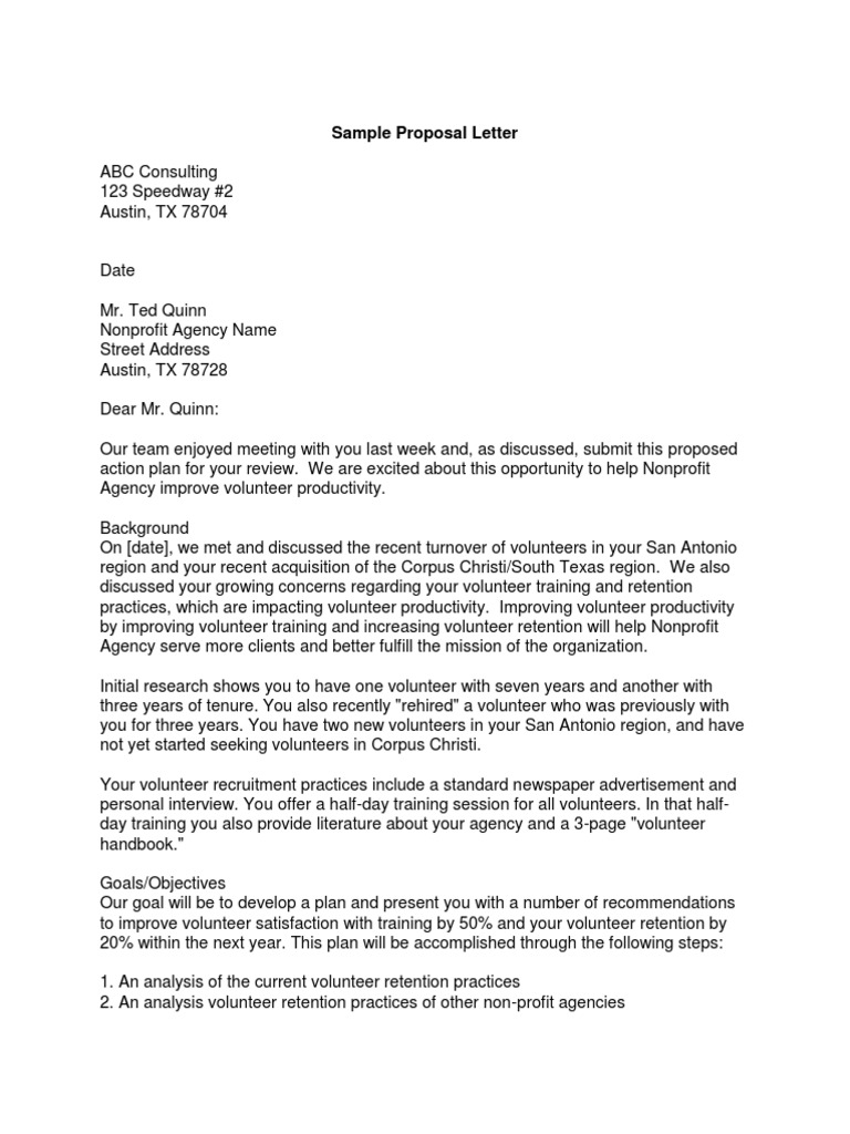Sample Proposal Letter-1 | PDF | Employee Retention | Volunteering