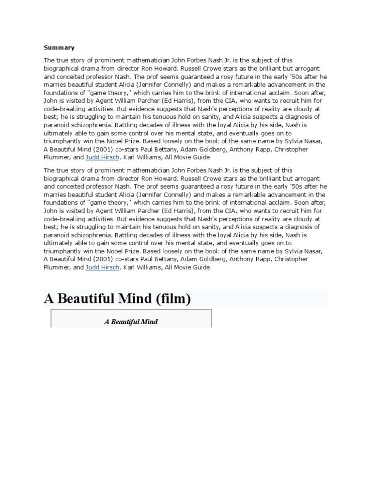 A Beautiful Mind | PDF | Leisure