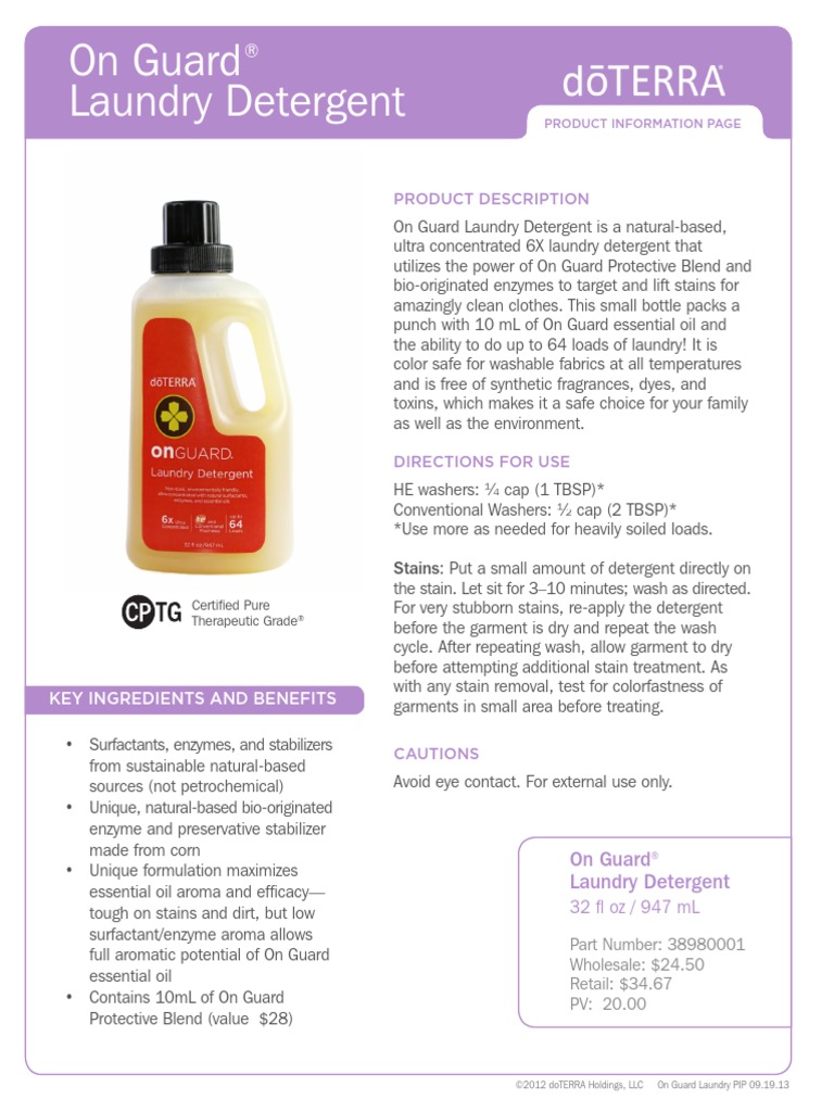On Guard Laundry Detergent Product Information | PDF | Laundry ...