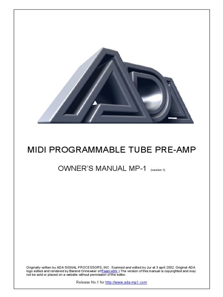 ADA MP1 Manual Version 1 PDF | PDF | Amplifier | Headphones