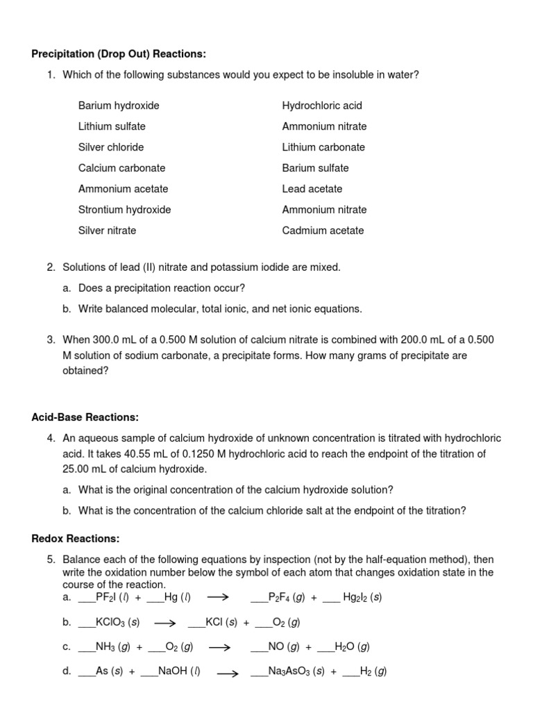 Precipitation Reactions | PDF | Precipitation (Chemistry) | Hydroxide