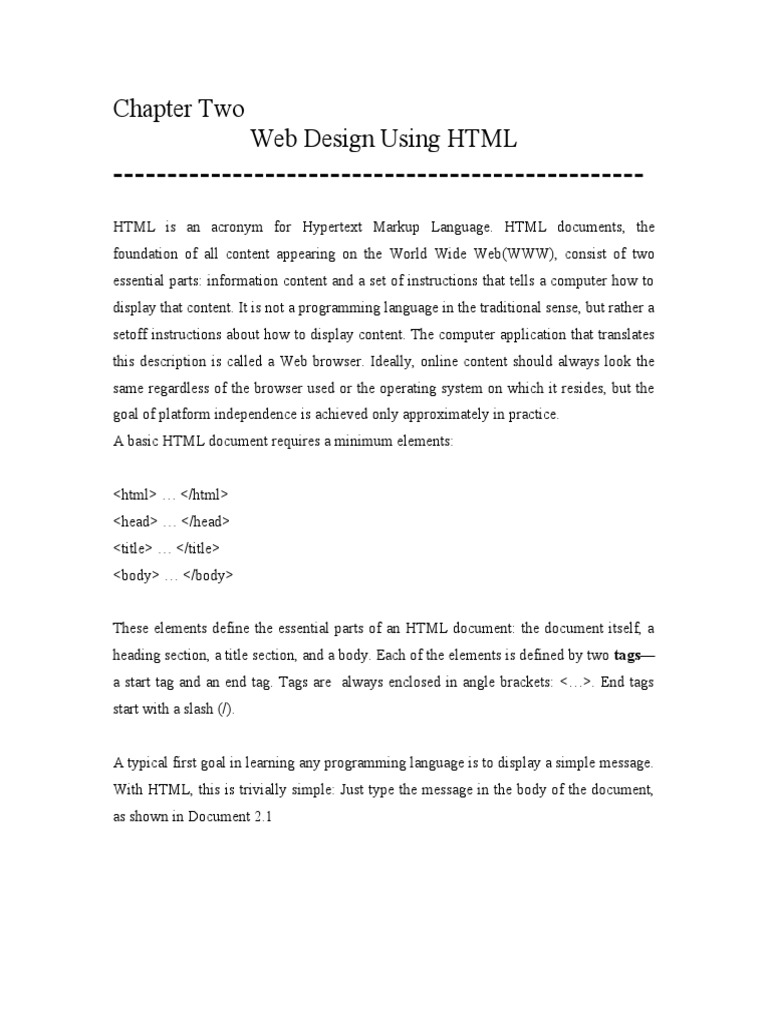 Chapter Two Web Design Using Html Pdf Html Element Html 5526