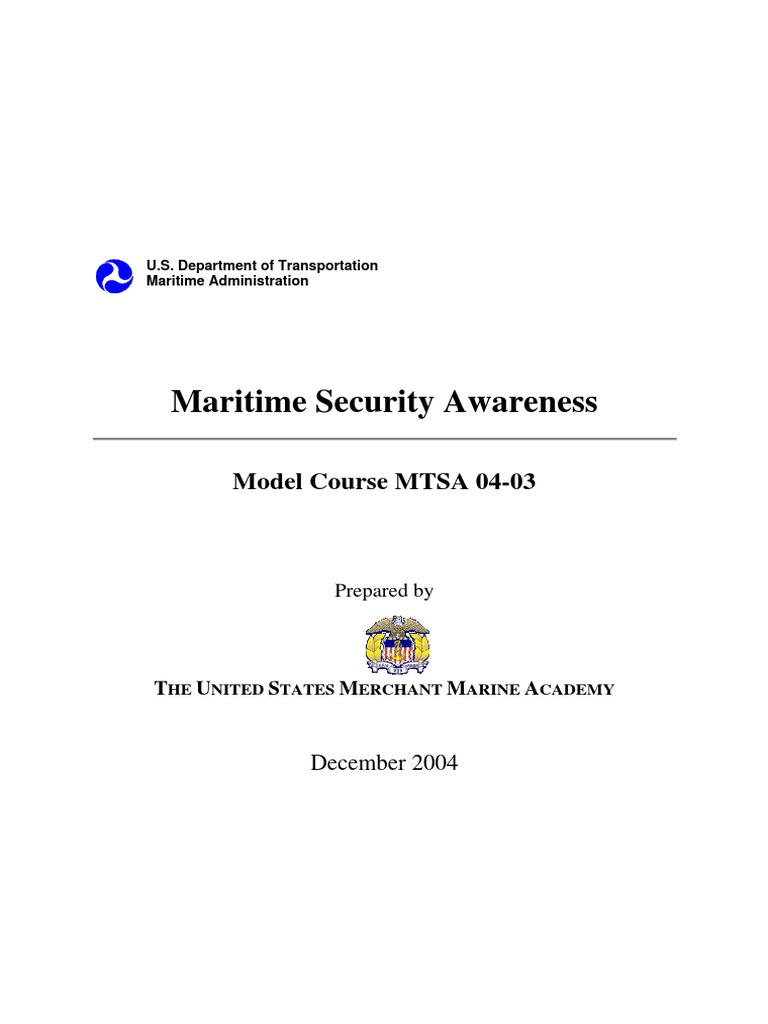 MTSA MARSEC Awareness Model Course MTSA 04-03 | PDF | Multiple Choice ...