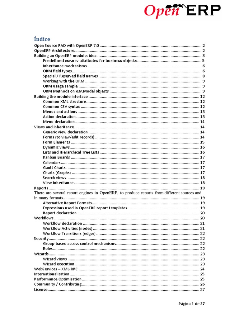 OpenERP Technical Memento v0.7 | PDF | Html Element | Xml