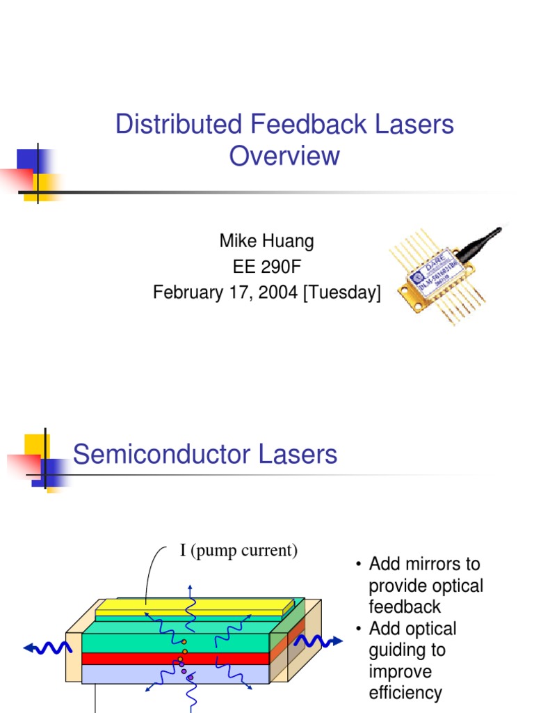 Distributed Feedback Lasers: Mike Huang EE 290F February 17, 2004 ...