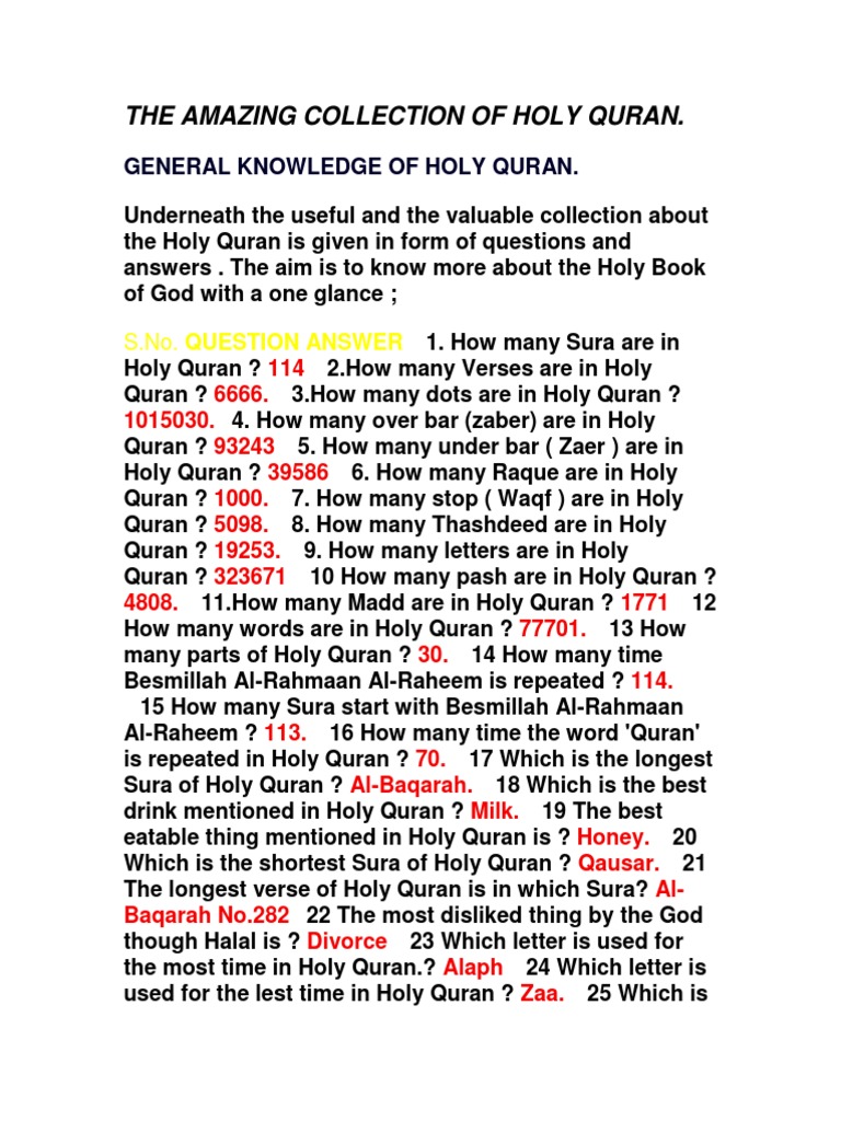 The Amazing Collection of Holy Quran | PDF | Surah | Quran