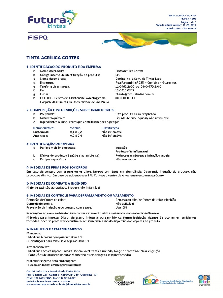 Fispq Tinta Acrilica Cortex1 | PDF | Tinta | Vermelho