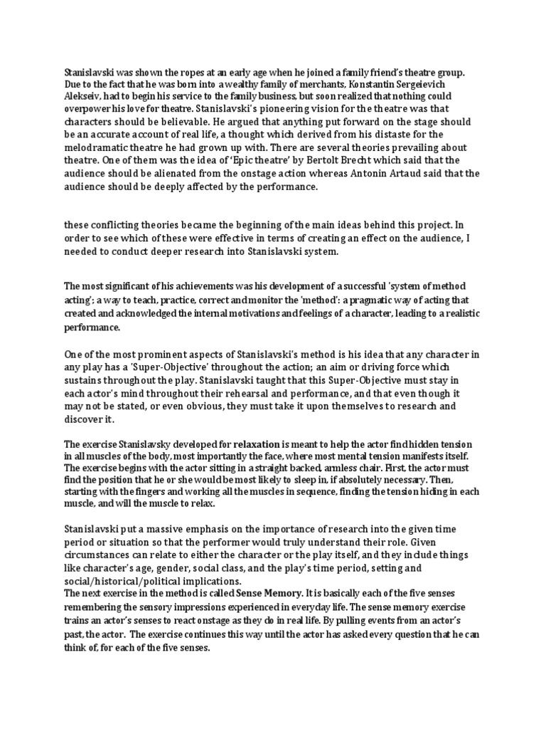 Drama Essay On Stanislavski | PDF | Theatre | Memory