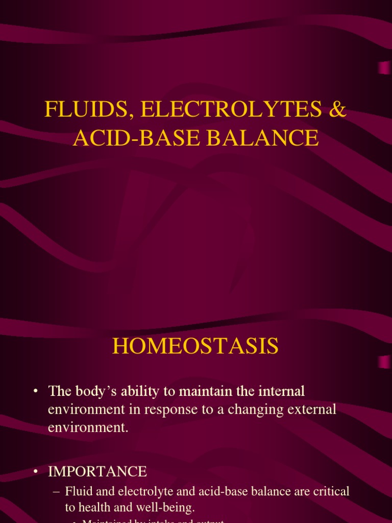 Fluids, Electrolytes & Acid-Base Balance | PDF | Osmosis | Homeostasis
