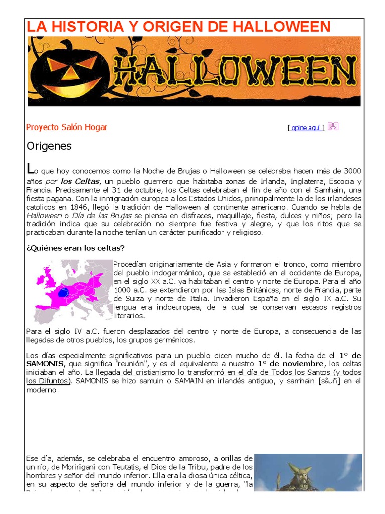 La Historia y Origen de Halloween | PDF | Víspera de Todos los Santos ...