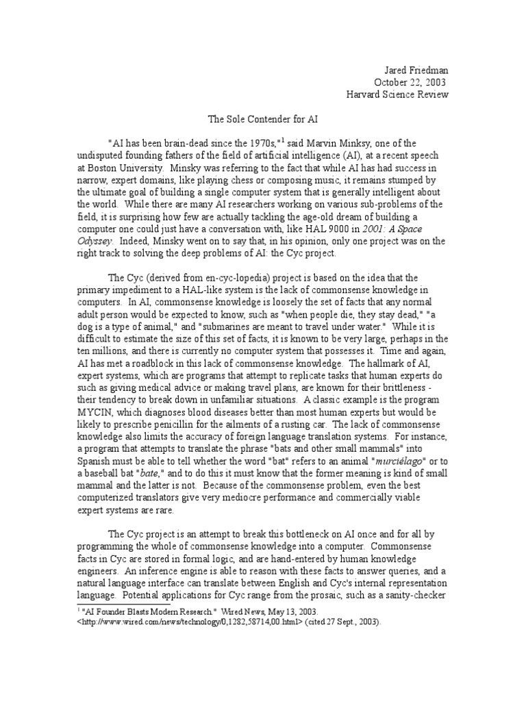 An Article About The Cyc Project | PDF | Knowledge Representation ...