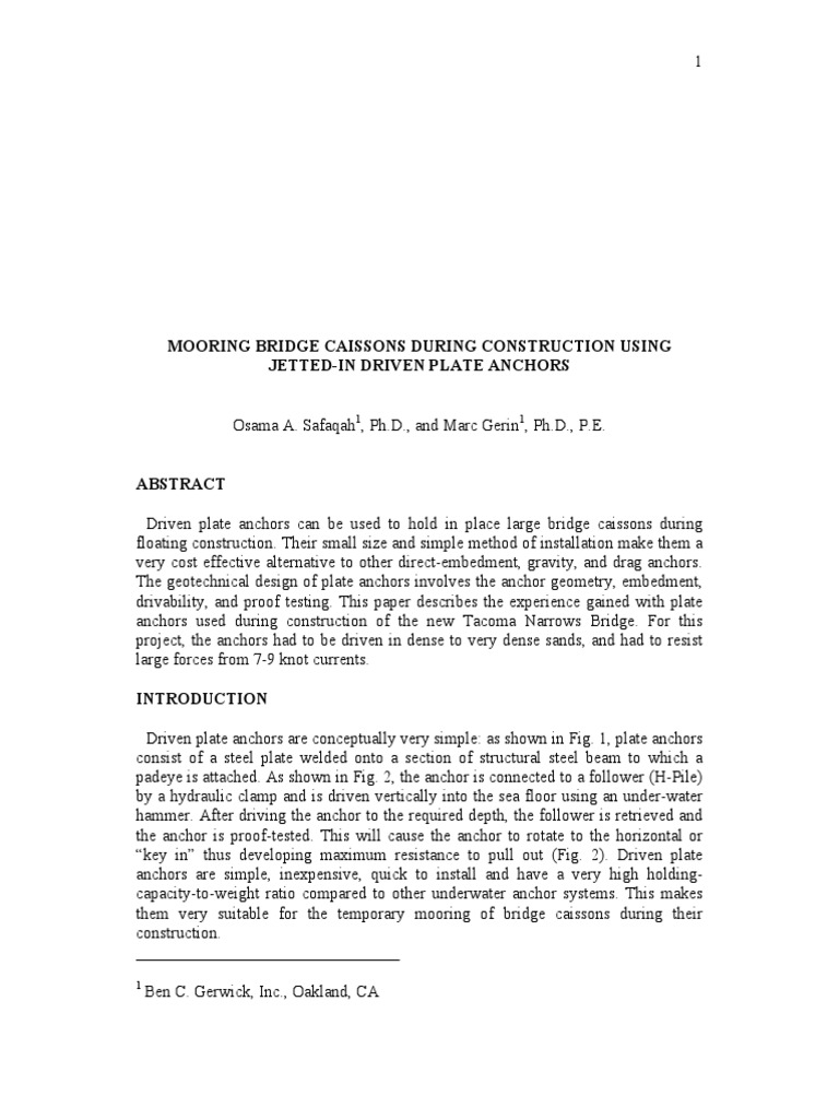 Driven Plate Anchors For Mooring Caissons PDF | PDF | Anchor | Deep ...
