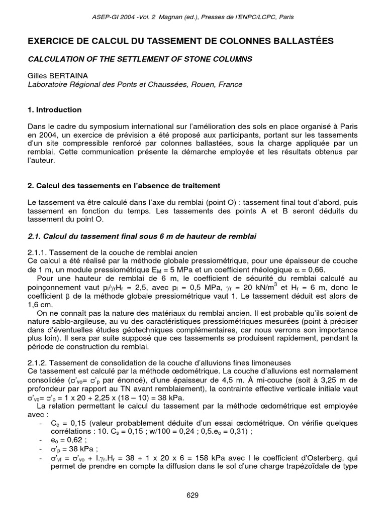 Calcul du tassement des colonnes ballastées | PDF