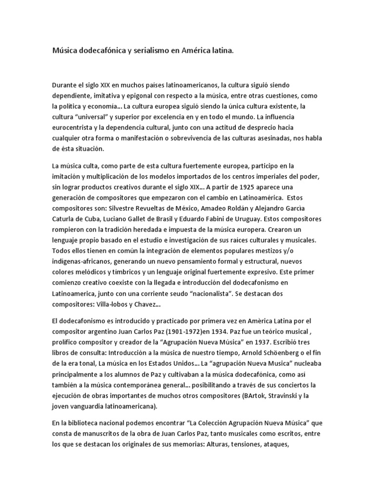 Música Dodecafónica y Serialismo en América Latina | PDF | America ...
