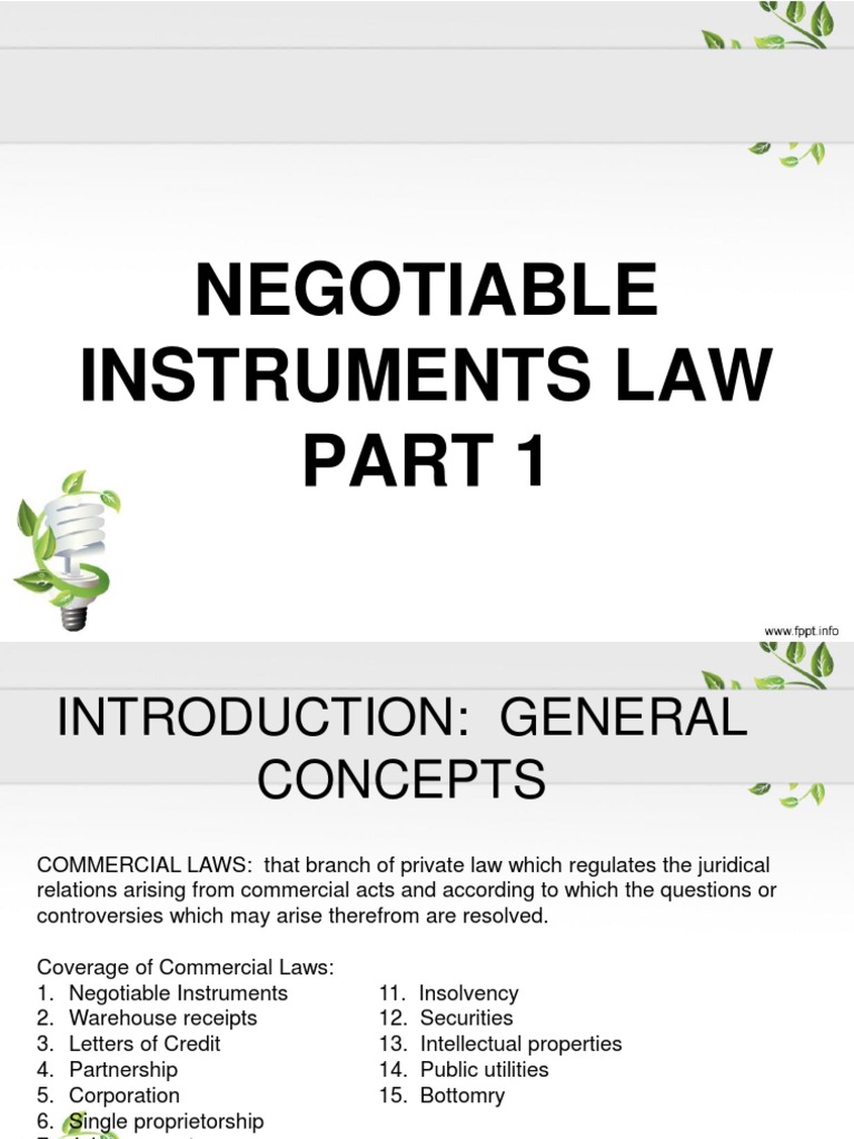 NEGOTIABLE-INSTRUMENTS-LAW-PART-1.pdf | Negotiable Instrument ...