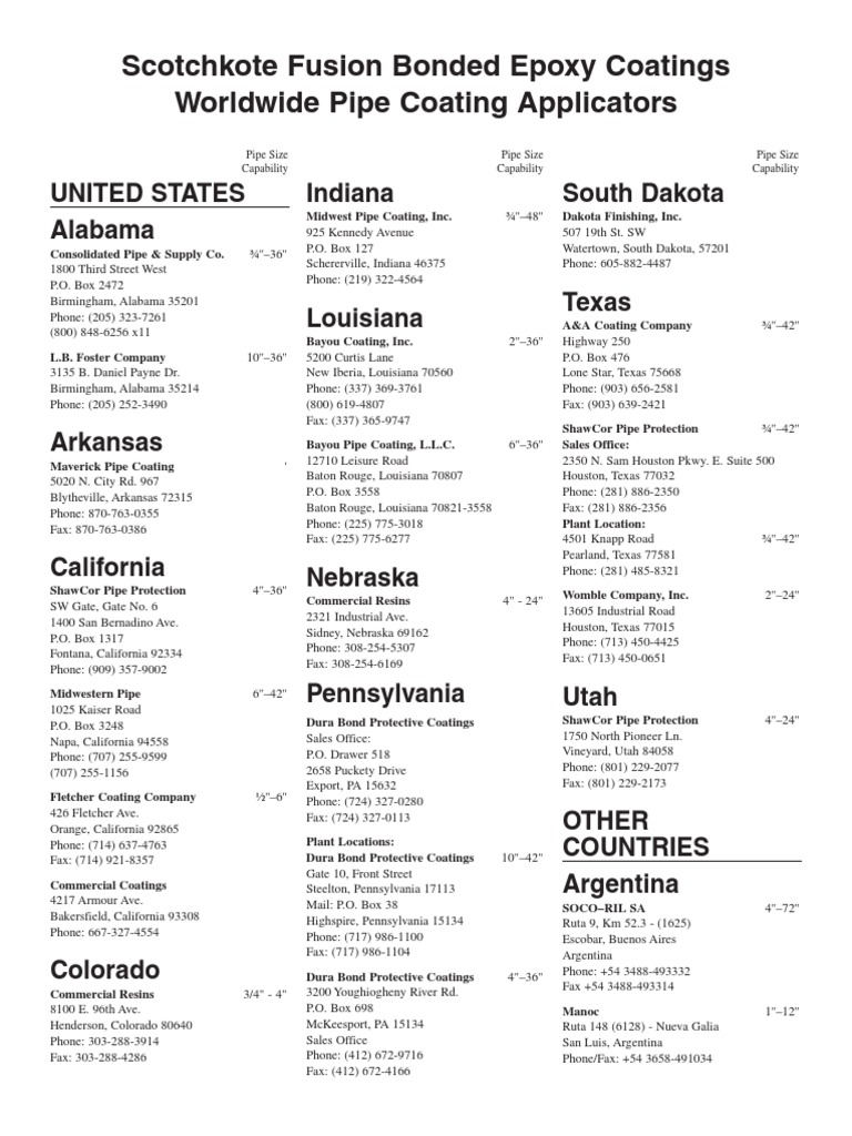 Scotchkote Fusion Bonded Epoxy Coatings: A Global Directory of Pipe ...