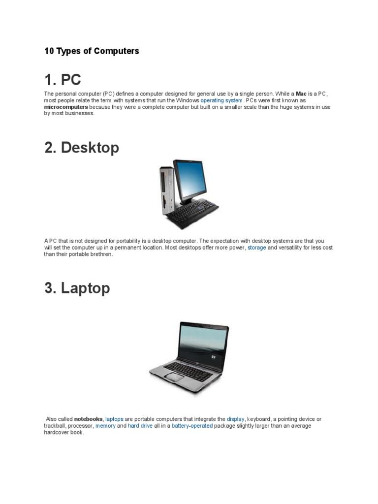 10 Types of Computers | PDF | Desktop Computer | Personal Computers